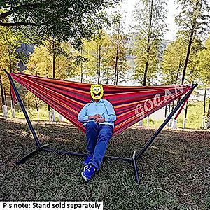 GOCAN Brazilian Double Hammock 2 Person Extra Large Canvas 250x160cm Total Length 350cm Load 500lb Cotton Hammock for Garden Outdoor and Indoor