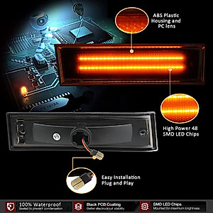 D-Lumina LED Side Marker Lights Smoked Lens for 1981-1991 Chevy C10 C20 C30 GMC C1500 C2500 Suburban Blazer Jimmy, Front Fender LED Side Marker Light, Driver & Passenger Side, Pack of 2