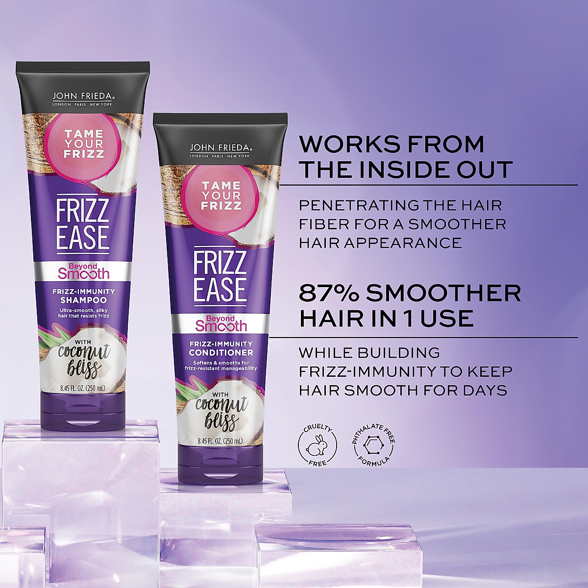 John Frieda Frizz Ease Beyond Smooth Bundle: Frizz Immunity Shampoo & Conditioner, 8.45 Ounce Each