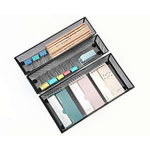 BYCY 3 Pack Mesh Flatware Drawer Organizer for Kitchen/Office/Home Tools,Spoon Knife Fork Organizers Box Utensil Tabletop Storage Tray (12 x 6 x 2 Inch)