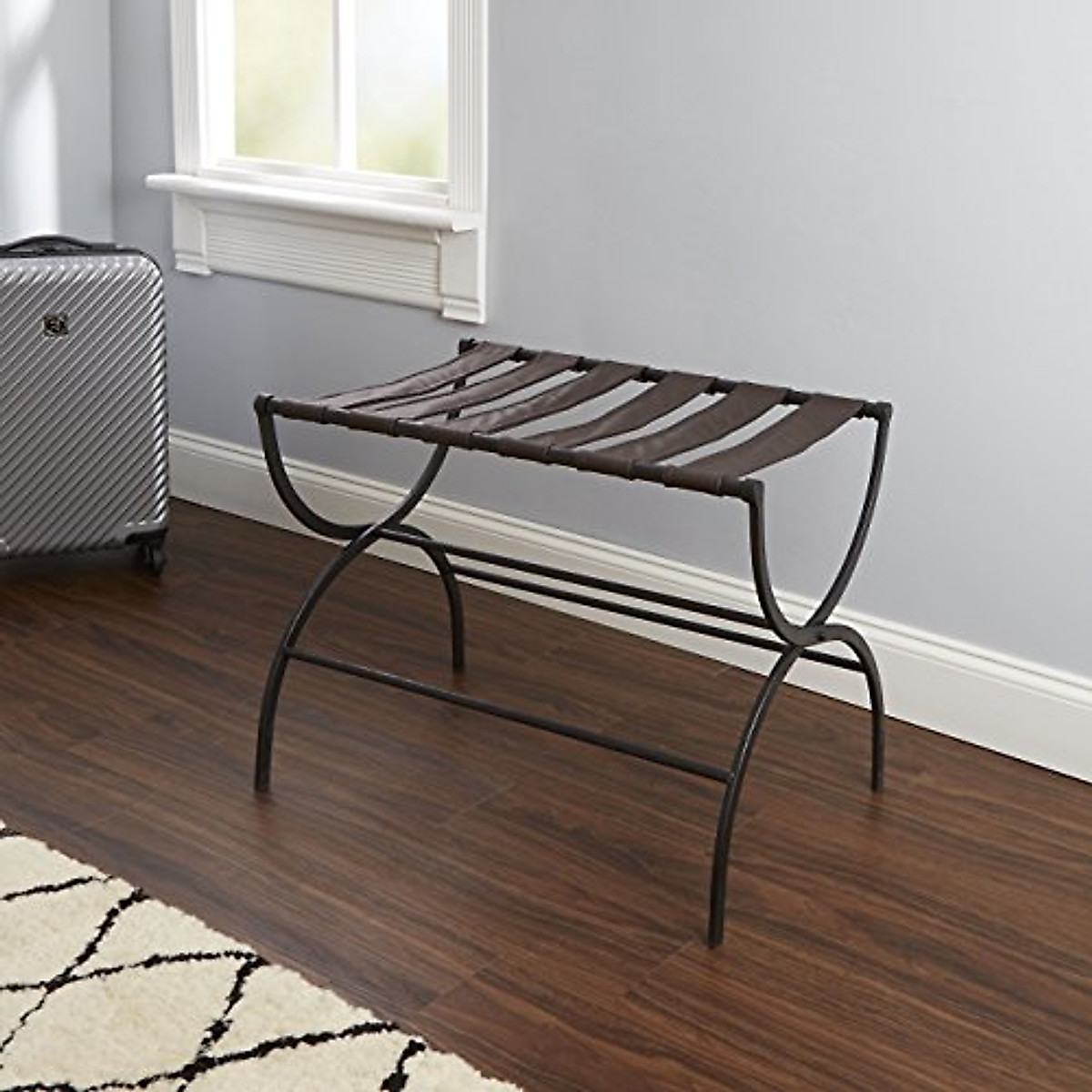 Silverwood Julian Metal Folding Luggage Rack with Contour Legs, Dark Brown