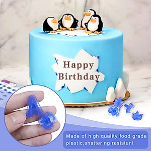 78Pcs Alphabet Cake Stamp Upper and Lower Case Fun Characters, Edible Cookie Stamp Embossed Alphabet Number Tool, Food Grade Fondant Letter Cutters for DIY Cake Biscuit Decorating