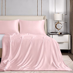 Homiest 60"x80" Duvet Cover for Weighted Blanket, Blush Pink Satin Weighted Blanket Cover Full/Queen Size with 8 Ties, Silky & Removable Zippered Duvet Cover Heavy Blanket Duvet Cover for Adults