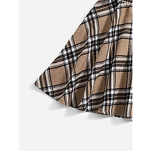 WDIRARA Girl's 2 Piece Cute Outfits Cartoon Print Cami Top and Plaid Skirt Set Multicolored 11-12Y