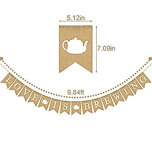 Rainlemon Jute Burlap Love is Brewing Banner Tea Coffee Themed Bridal Shower, Wedding, Engagement Party Garland Decoration