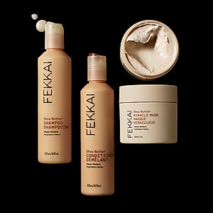 FEKKAI Shea Butter Shampoo (8.5 oz) + Conditioner (8.5 oz) - Improves Moisture, Softness & Shine - Reduces Frizz by 61% Up to 12H - Free of Sulfates, Parabens, Phthalates - Vegan, Cruelty-Free