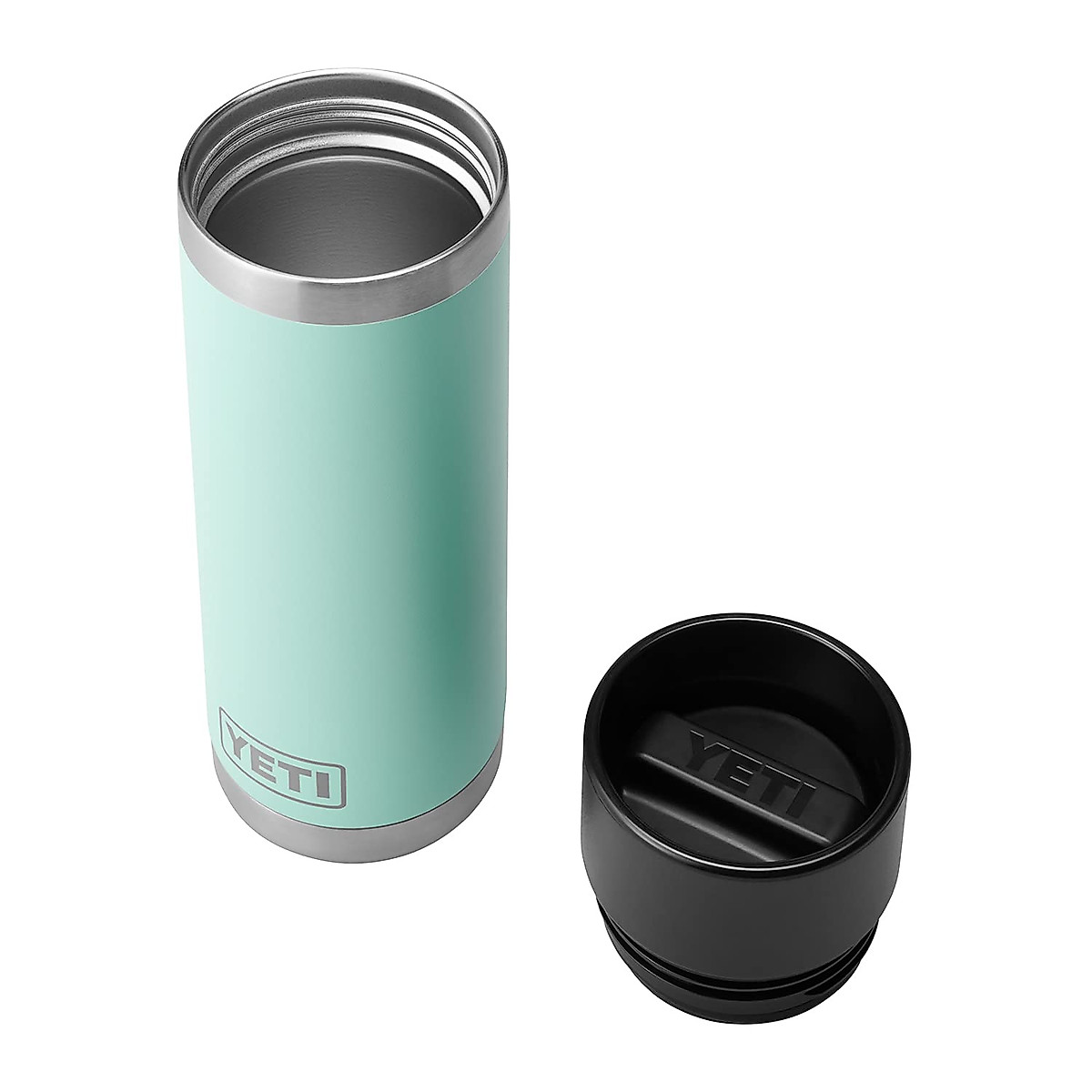 YETI Rambler 18 oz Bottle, Stainless Steel, Vacuum Insulated, with Hot Shot Cap, Seafoam
