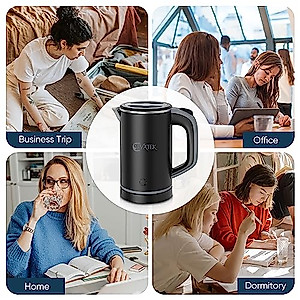 EVATEK Small Electric Kettle, Travel Mini Hot Water Boiler Heater, 304 Stainless Steel 0.8L Portable Electric Kettles for Boiling Water, 5 Mins Coffee Kettle Travel Teapot with Auto Shut-Off