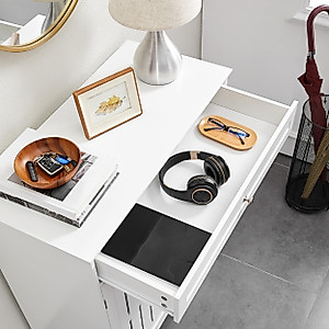 Yaheetech Shoe Cabinet, 4-Tier Shoe Storage Cabinet with Drawer & Adjustable Shelves, Wooden Shoe Rack Organizer with Louvered Doors for Entryway, Hallway, Bedroom, Closet, Living Room, White