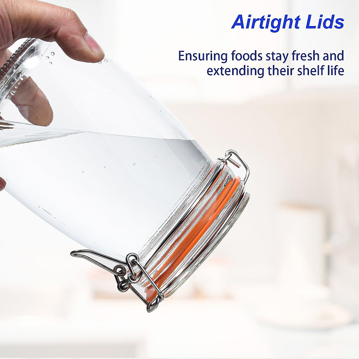 Galssmagic 32 oz Wide Mouth Mason Jars,4 Pack Glass Pickling Jars with Airtight Lids,Air Tight Glass Storage Container for Canning,Pickling,Fermenting