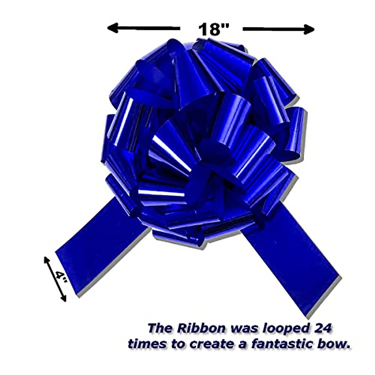 Insta Bows 18 Inch Giant Car Bow Blue Large Gift Bow 18" Metallic Blue Giant Bow for Car Instant Big Bow for Toy Car Or Extra Large Christmas Gift Instabow Big Blue Bow