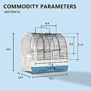 BestPet Bird Carrier Travel Cage with Perch Lightweight Bird Travel Bag Outdoor Gear Portable Transparent Parrot Carring Case Small Pet Travel Cage for Birds Cocktails Parakeets Conures,Light Blue