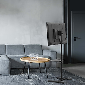 VIVO TV Floor Stand for 13 to 50 inch Flat Panel LED LCD Plasma Screens, Portable Display Height Adjustable Mount with Storage Shelf, Black, STAND-TV07-S