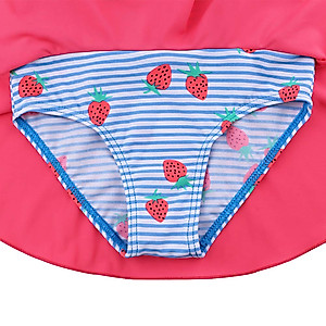 BAOHULU Toddler Girls Swimsuit One Piece Cute Floral Dress Swimwear 3-8 Years S283_StrawberryBlue_140/146