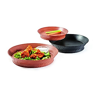 G.E.T. RB-880-BK Round Serving Basket with Base and Drainage Slots, 10.5", Black (Set of 12)