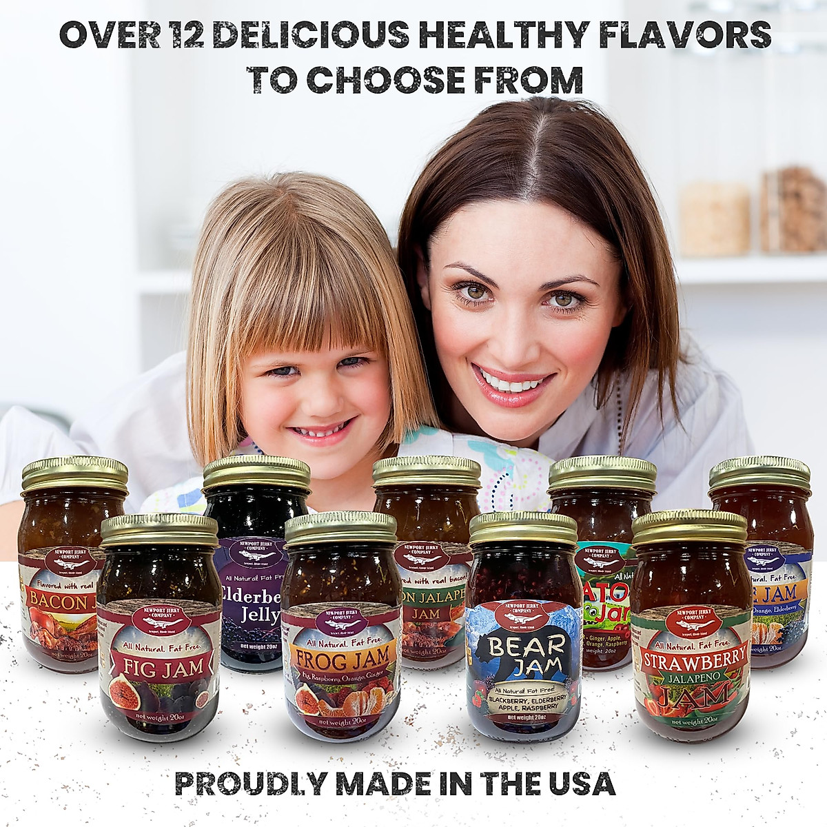 Newport Jerky Company All Natural Gourmet Raspberry Jalapeno Jam | Classic Spread for Burgers, Sandwiches, Toast, Cream Cheese, Charcuterie | Made in the USA! | Large Re-Usable 20 oz Glass Jar | FAT FREE, GLUTEN FREE & ALL NATURAL