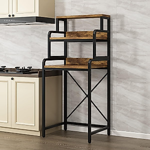 4-Tier Kitchen Bread Rack, Mini Fridge Stand Shelf, Double-Purpose Rack, Free Standing Kitchen Storage Shelf Rack, Microwave Oven Stand with Storage, Kitchen Baker's Rack for Spices, Pots and Pans