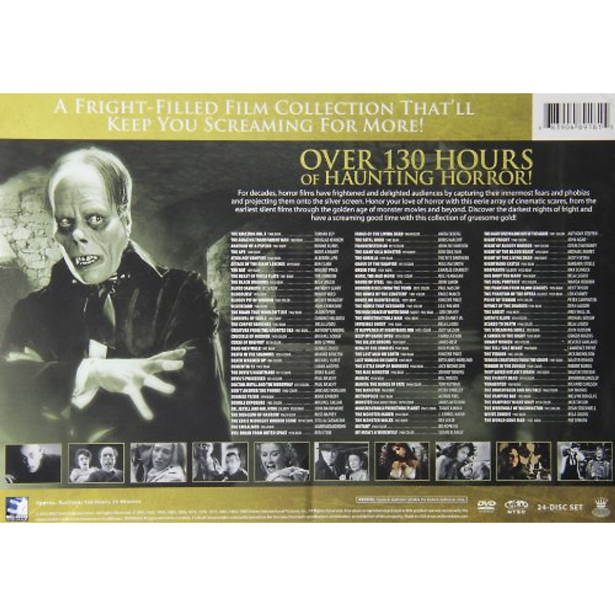 100 Greatest Terror Classics: Bela Lugosi - Vincent Price - Boris Karloff - Lon Chaney - Barbara Steele - Dr. Jekyll and Mr. Hyde - Hunchback of Notre Dame - Phantom of the Opera - Metropolis - Nosferatu - Night of the Living Dead - Little Shop of Horro