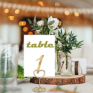WOHENI 20Pcs Mini Table Number Holders,Place Card Holder,Wire Picture Holder,Small Size Table Card Holders,Photo Holder for Centerpieces,Wedding Reception,Party, Birthday (Gold)