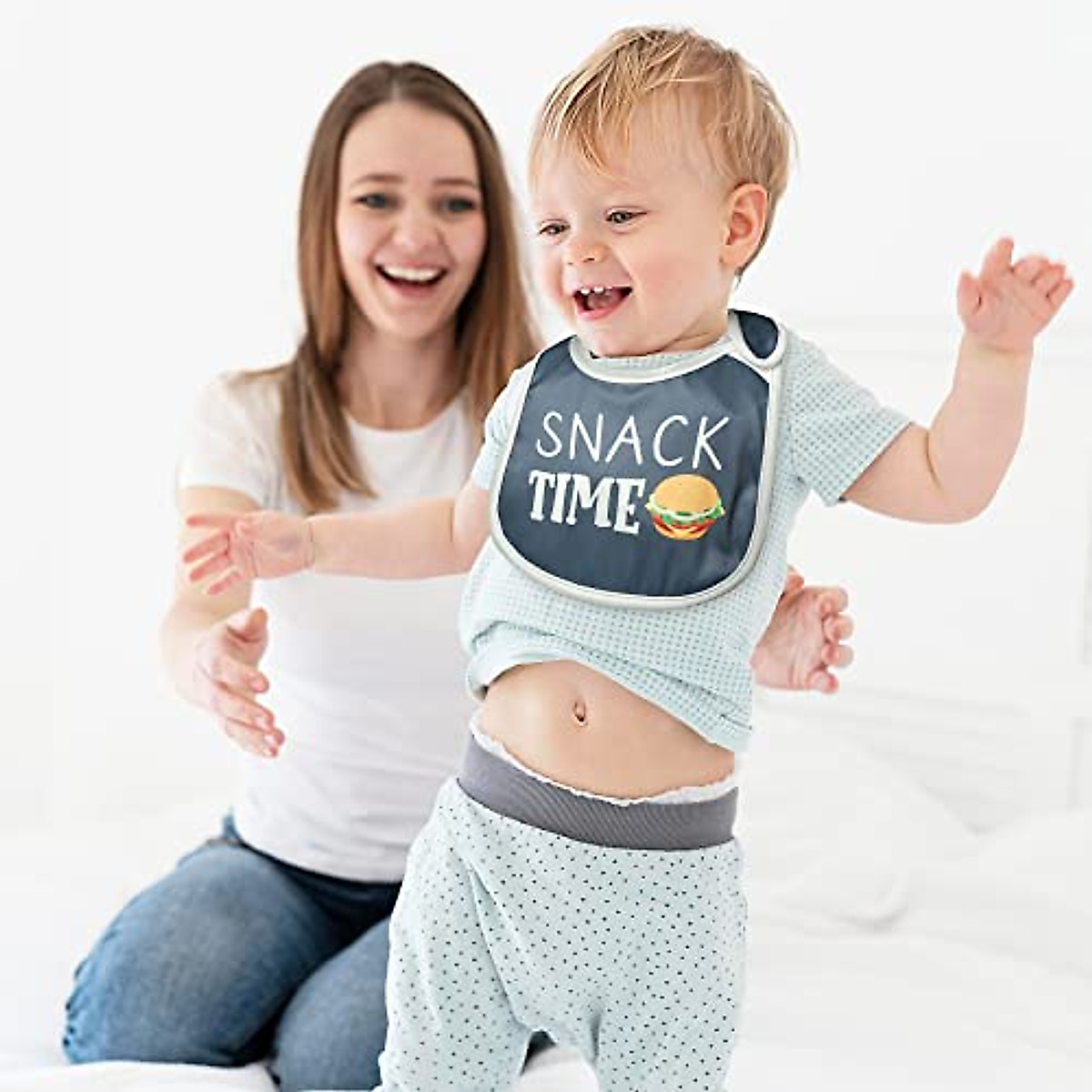 2ooya 7Pcs Cotton Waterproof Baby Bibs Adjustable Hook Loop Closure Infant Bib Unisex Colorful Newborn Babies Food Bibs for Teething Drooling Feeding Eating （6-12 Months）