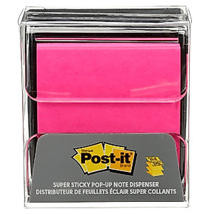 Post-it Pop-up Notes Dispenser, 3x3 in, Black Base Clear Top, Pack includes dispenser and a 45-Sheet Pad of Pop-up Notes (WD-330-BK)