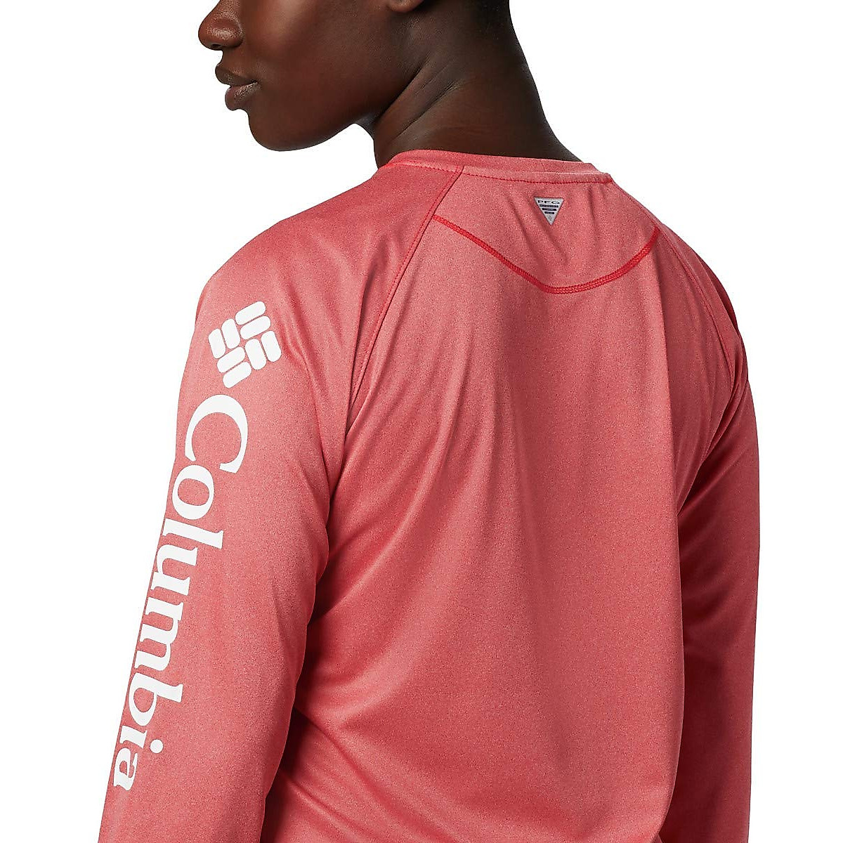 Columbia Women's PFG Tidal Tee Heather Long Sleeve Shirt, UV Protection, Moisture-Wicking, Winter Green Heather/White Logo, Medium