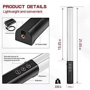 Hagibis RGB Handheld LED Video Light Wand Stick Photography Light 9 Colors,with Built-in Rechargable Battery and Remote Control,1000 Lumens Adjustable 3200K-5600K,Hot Shoe Adapter Included..