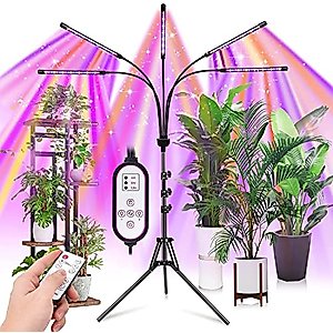 KEELIXIN Grow Lights for Indoor Plants,5 Heads Red Blue White Full Spectrum Plant Light with 15-60" Adjustable Tripod Stand, Indoor Grow Lamp with Remote Control and Auto On/Off Timer Function