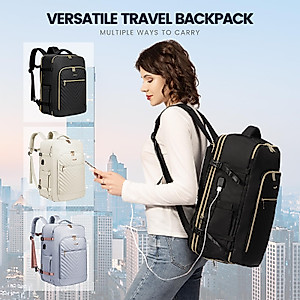 LOVEVOOK Travel Backpack,Carry On Backpack Flight Approved with Toiletry Bag,Expandable Large Laptop Backpack Women Waterproof Backpack Fit 18Inch with USB Charging Port Shoes Compartment