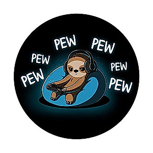 Pew Pew Cute Gamer Sloth Video Game Controller Gaming Black PopSockets Grip and Stand for Phones and Tablets