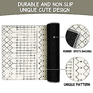 Xsinufn Boho Kitchen Mat Set of 2,Modern Farmhouse Kitchen Rugs and Mats Non Skid Washable,Moroccan Boho Runner Rugs with Rubber Backing for Kitchen Decor Accessories (Grey/Off-White 17"x47"+17"x30")
