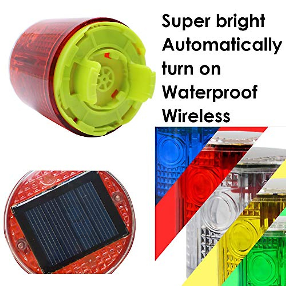 Aolyty Solar Warning Strobe Light 360 Degree Outdoor IP48 Waterproof Light Operated Automatically On Save Power for Traffic Cone Construction Light Control Flashing (Yellow)