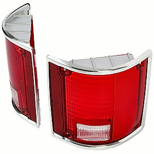 UPPARTS Tail Lights For Chevy C10 C20 C30 K10 K20 K30 K5 R10 R20 R30 V10 V20 Blazer Suburban Cheyenne Scottsdale Silverado - Driver and Passenger Side - Replace Chevy Tail Light Lens With Chrome Bezel