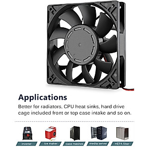 GDSTIME 24V DC Brushless Cooling Fan, 120mm Case Fan, Dual Ball Bearings 120mm x 120mm x 25mm Cooler Fan