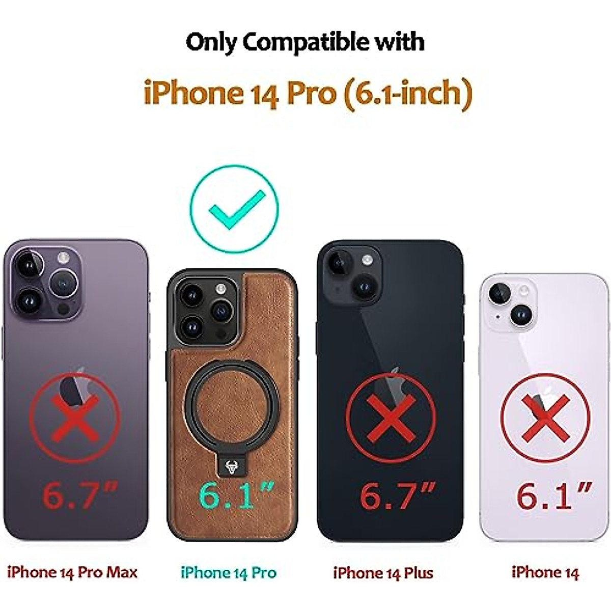 WTCASE Designed for iPhone 14 Pro Leather Case [Compatible with Mag-Safe] with Stand, Shockproof Back Slim Protective Phone Case for Men Women (2022) 6.1" (Brown)