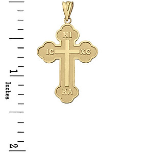 Solid 14k Yellow Gold Eastern Orthodox IC XC NIKA Cross Pendant (1.2")