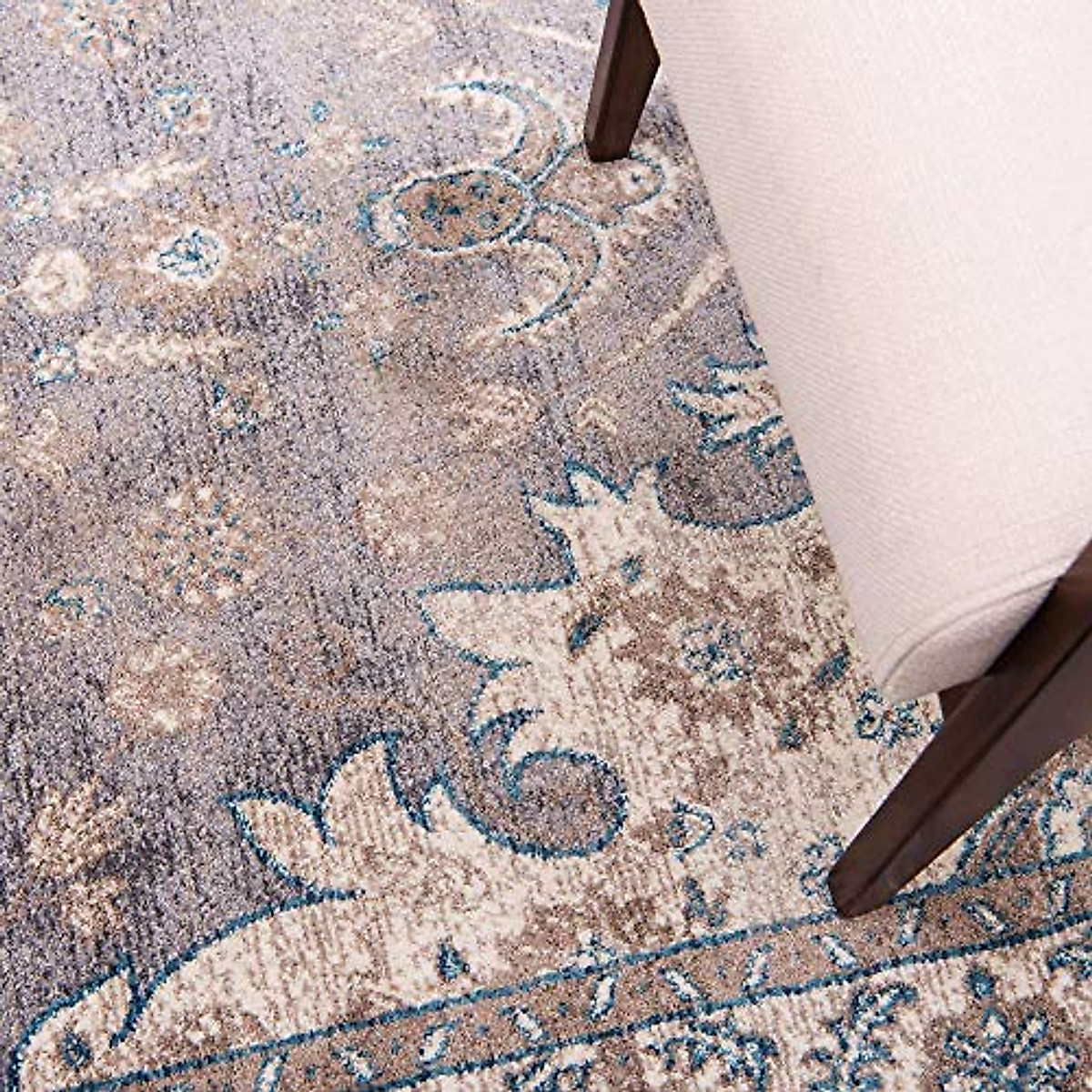 Unique Loom Salzburg Collection Classic Traditional Design Oriental Inspired Border Area Rug, 9 ft x 12 ft, Gray/Beige