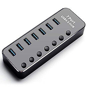 Lysee Data Cables - OPQ-Aluminum Alloy Multifunctional USB 3.0 HUB Independent Switch LED Indicator High Transmission Rate 5Gbps Support Swap - (Color: Type 2)