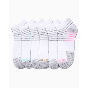 Reebok Women's Athletic Socks - Performance Low Cut Socks (6 Pack), Size 4-10, White Multi
