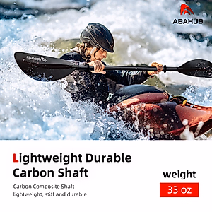 Abahub 1 x Carbon Kayak Paddles, 90.5 Inches Kayaking Oars for Boating, Canoeing with Extra Paddle Leash, Carbon Fiber Shaft Black Plastic Blades