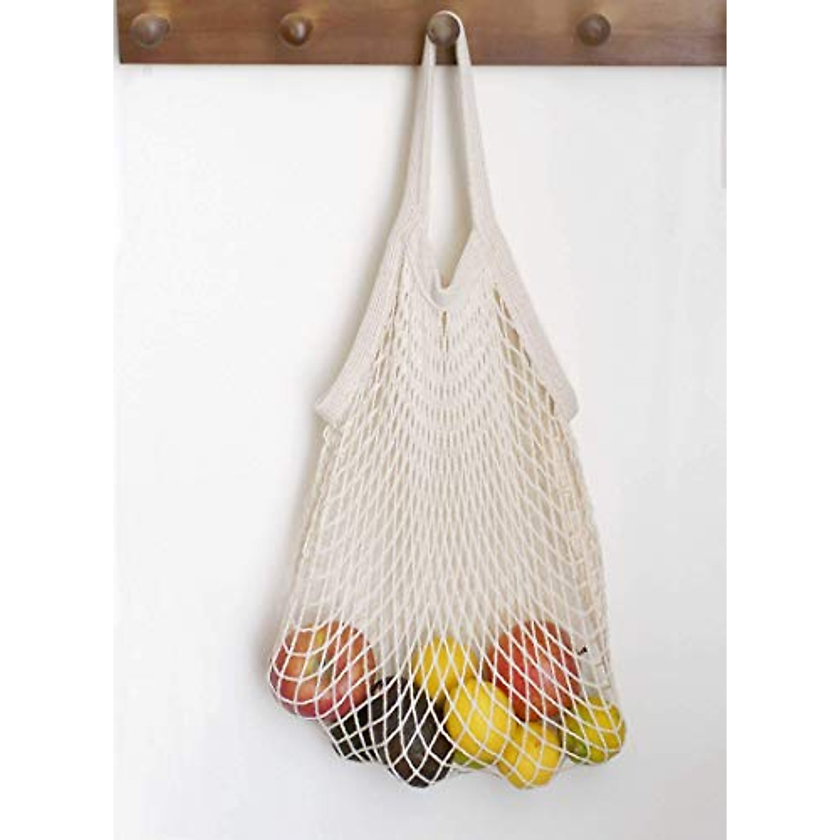 meetall Mesh Grocery Bags, Reusable Tote Bags with Sturdy Handle, Washable, Eco Friendly, Cotton String Net, for Shopping and Storage Fruit Vegetable (5 Pack, 2 Size,Off White)