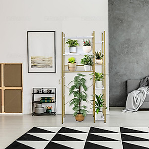 PENGHONG Multi-Functional Over thet Toilet Shelf, 7 Layer Toilet Rack, Bathroom Rack, Washing Machine Rack, Balcony Flower Rack (Golden)…