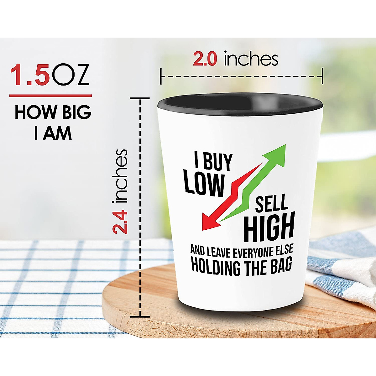 Bubble Hugs Stock Trader Shot Glass 1.5oz - Leave Everyone Else Holding the Bag - Day Trader Stock Market Funny Brokers Market Currency Exchange Stock Trading Rally Bull Market