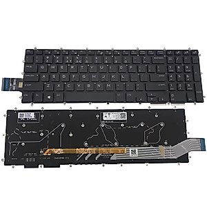 Laptop Replacement Keyboard Backlight for Dell Alienware M17 R1 M15 2019 Black Borderless US Layout