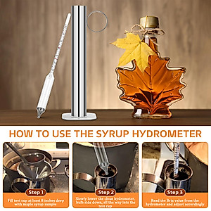 EIHFHIE Maple Syrup Hydrometer Test Cup Kit, High Accuracy Hydrometer Maple Syrup Density Kit, Baume and Brix Scale Easy to Read, Stainless Steel Test Cup with Cleaning Brush