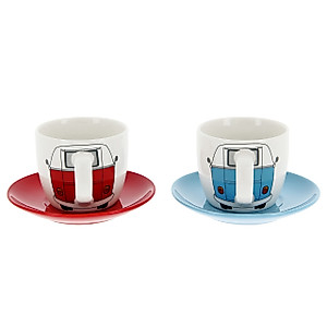 BRISA VW Collection - Volkswagen Espresso Cups Coffee-Tea-Cappuccino Set in T1 Bus Design (Bus Front/2 Colors/2-Piece Set/100ml/3.4 fl oz)
