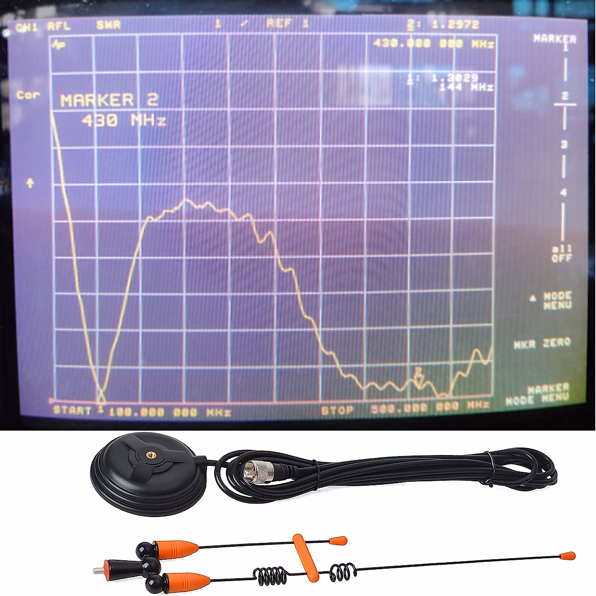 HYS Amateur Antennas Dual-Band VHF 144/UHF 430MHz Magnetic Base Mobile Antenna W/13 ft RG58 Coax Cable UHF-male/PL259 for Motorola Kenwood Midland SO239 Mobile Radios (Orange&Black)