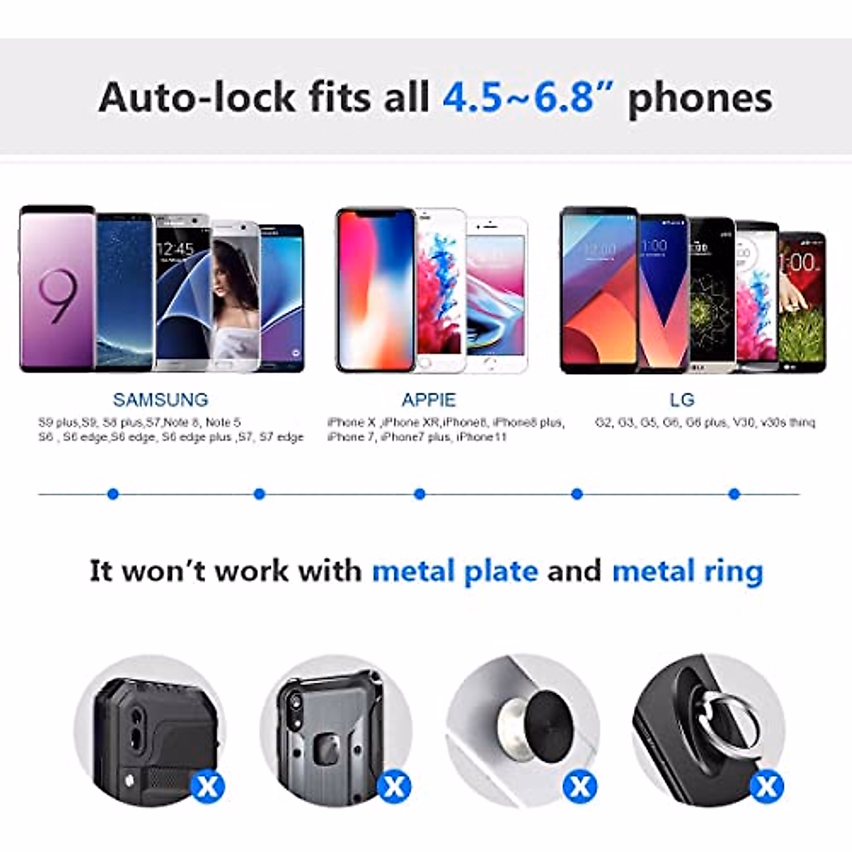 Wireless Car Charger, 15W/10W Fast Charging Car Mount, Air Vent Cell Phone Holder for Car, Universal Car Phone Holder Cradle Compatible with iPhone 13/12/11, Samsung S21/S20/S10, and More, Black