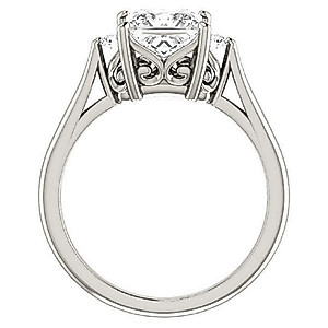 10K Solid White Gold Handmade Engagement Rings 1.0 CT Princess Cut Moissanite Diamond Solitaire Wedding/Bridal Ring Set for Women/Her Propose Ring (6)