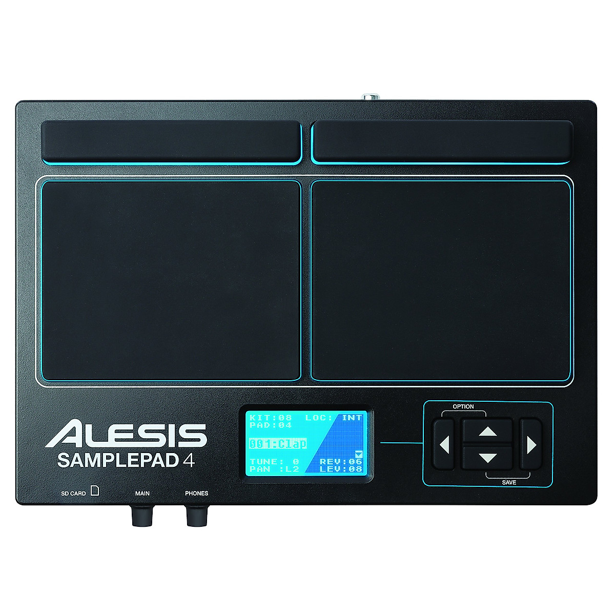 Alesis Sample Pad 4 | Compact Percussion and Sample Triggering Instrument with 4 Velocity Sensitive Pads, 25 Drum Sounds and SD/SDHC Card Slot,Black